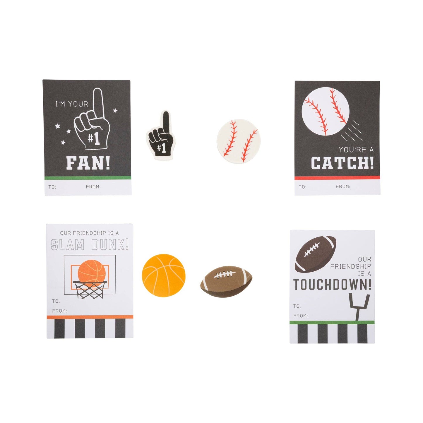 Sports Valentine Cards with Erasers – Classroom Exchange Set – Chief ...